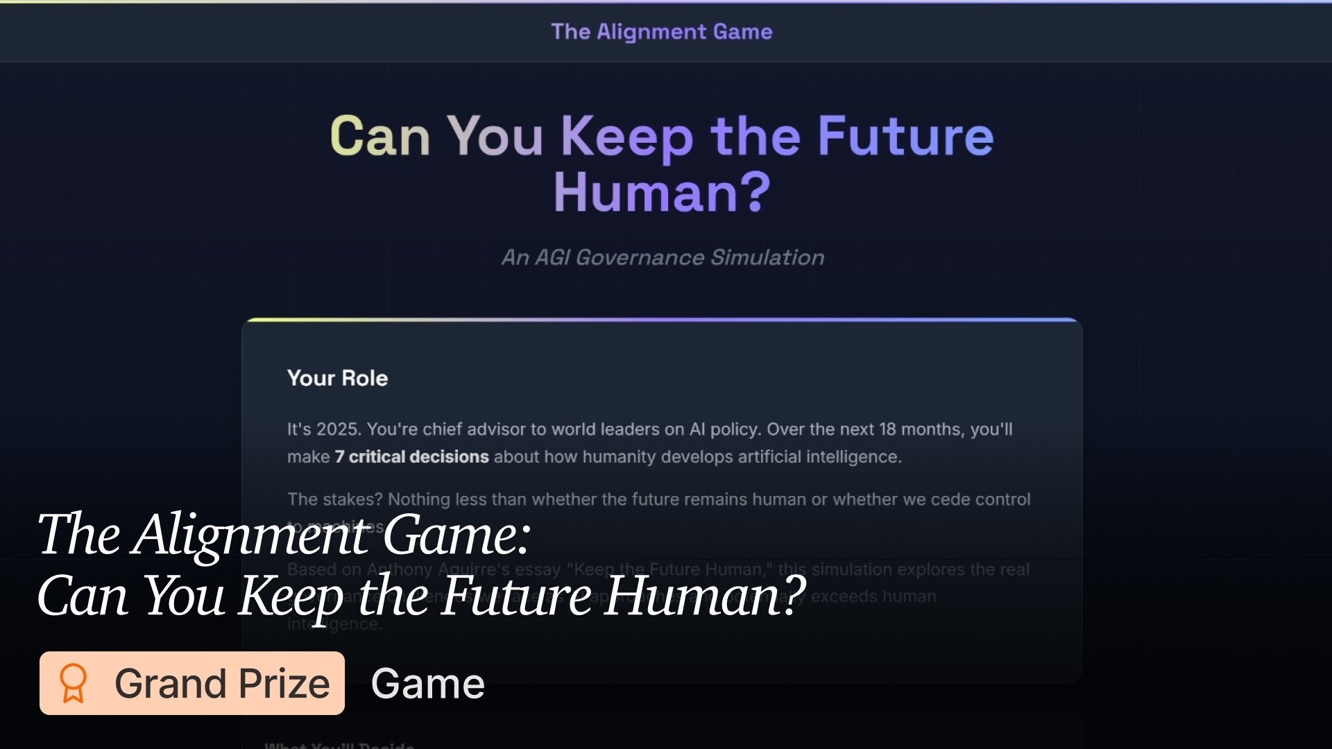 The Alignment Game: Can You Keep the Future Human? - Keep The Future Human